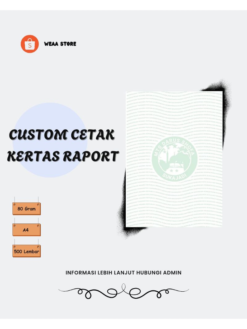 Jual CUSTOM CETAK KERTAS RAPOT A4 80gsm (TIDAK FULL BACKGROUND) | Shopee Indonesia