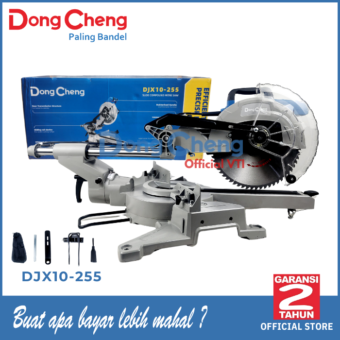 Jual Dongcheng DJX10-255 Mesin Potong Gergaji Kayu Alumunium Miter Saw 10" 1800Watt | Shopee ...