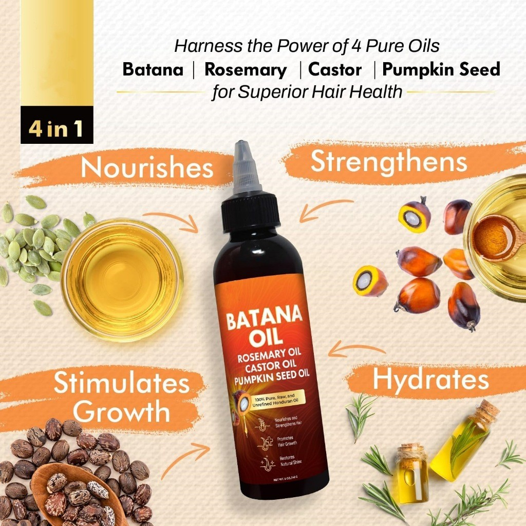 Jual Pure Batana Rosemary Oil Hair Growth Original Castor Pumpkin Seed ...