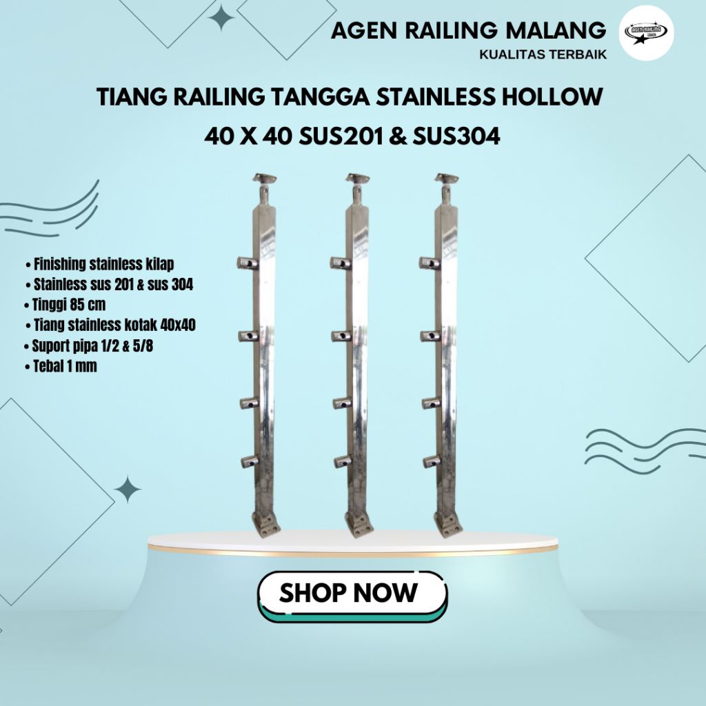 Jual Tiang railing tangga hollow 40×40 stainless stell model jari-jari ...