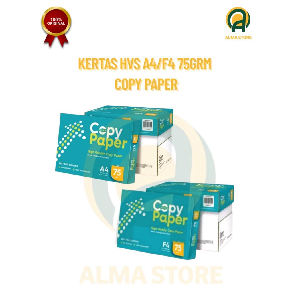 Jual Kertas HVS A4/F4 Copy Paper 75gsm 1 Rim isi 500 Lembar 100% ...