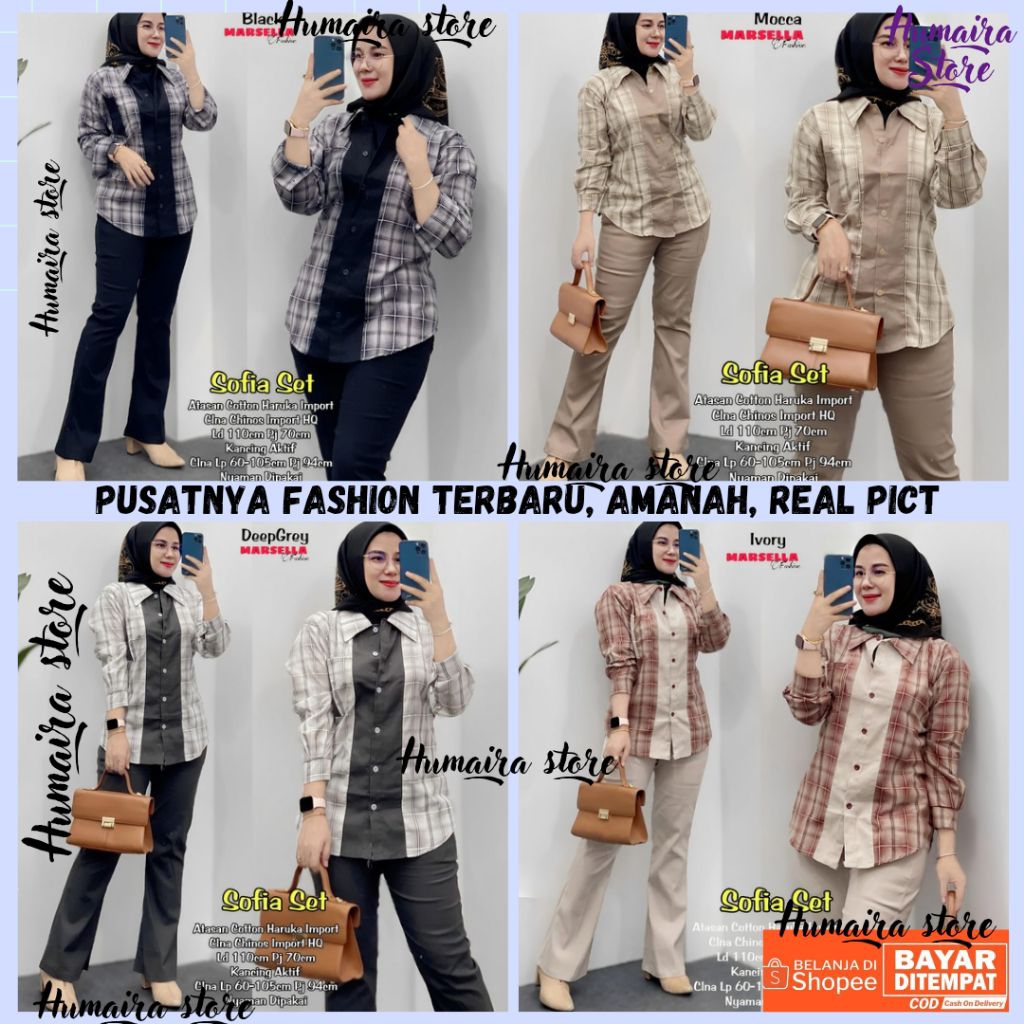 Jual SOFIA ADERA SAILA VESTA SET ORI BY MARSELLA // BAJU SETELAN WANITA DEWASA KEMEJA MOTIF ...