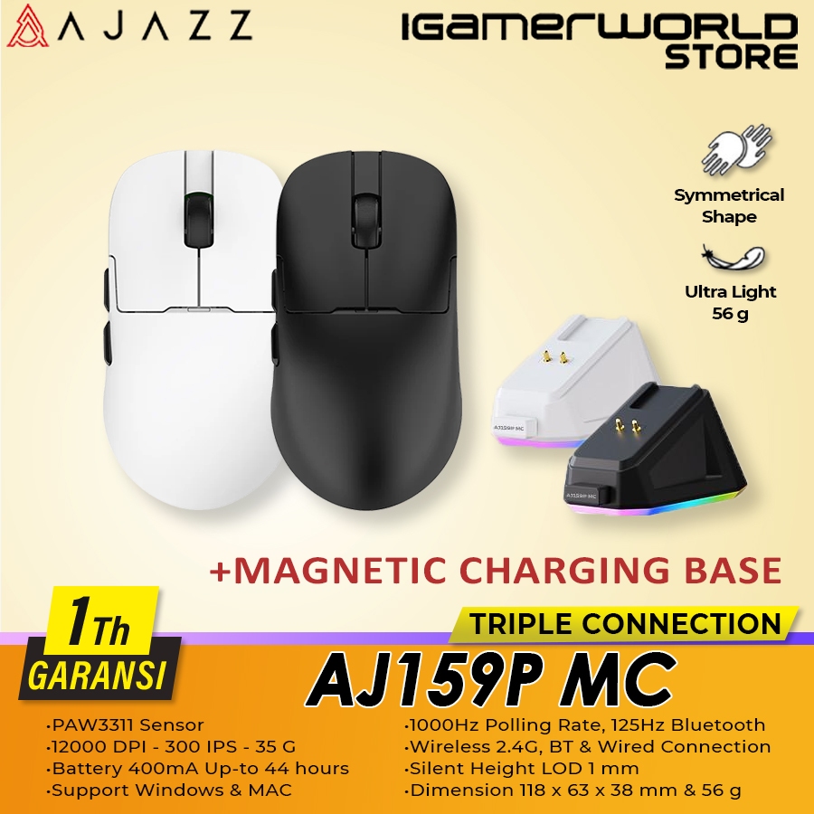 Jual Ajazz AJ159P MC 3 Mode Wireless + Magnetic Charging Base Gaming Mouse | Shopee Indonesia