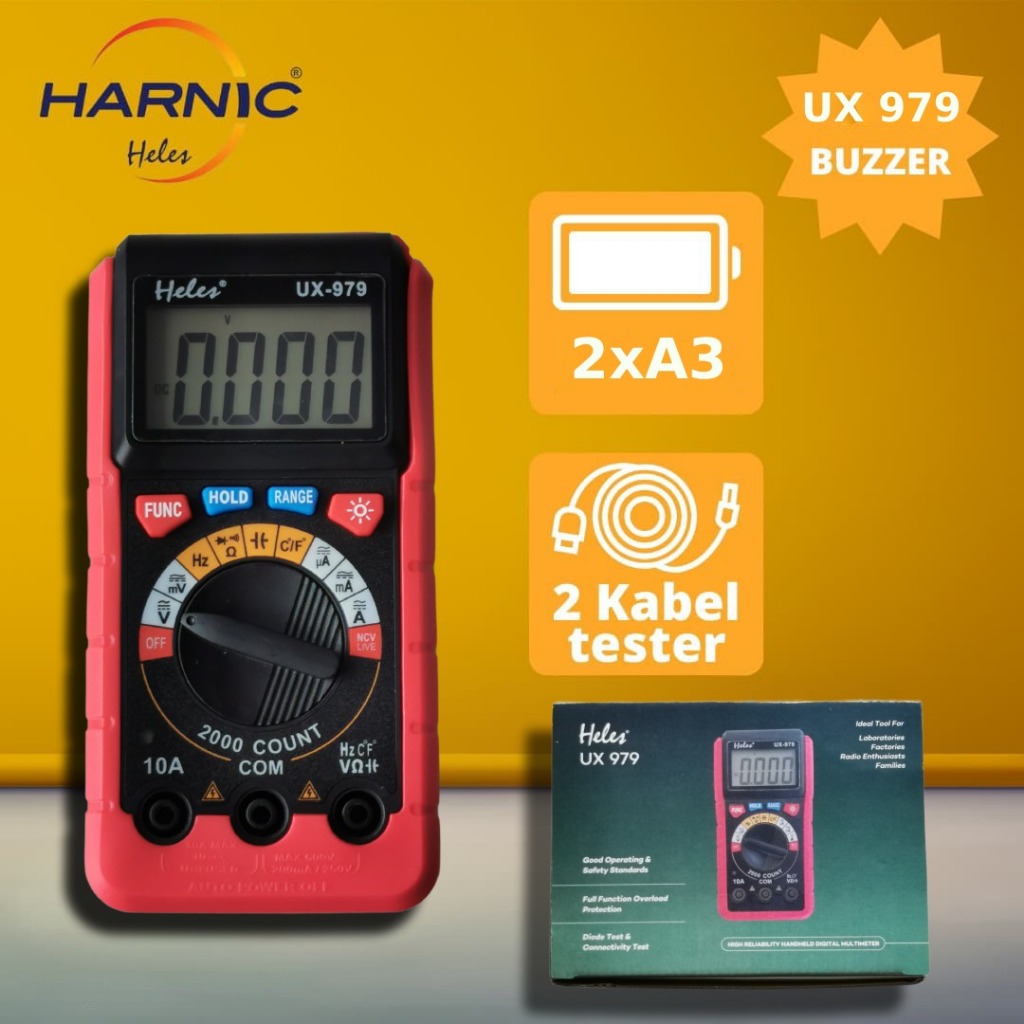 Jual MULTITESTER DIGITAL HELES UX 979 BUZZER ( Digital Capasitor Meter ...