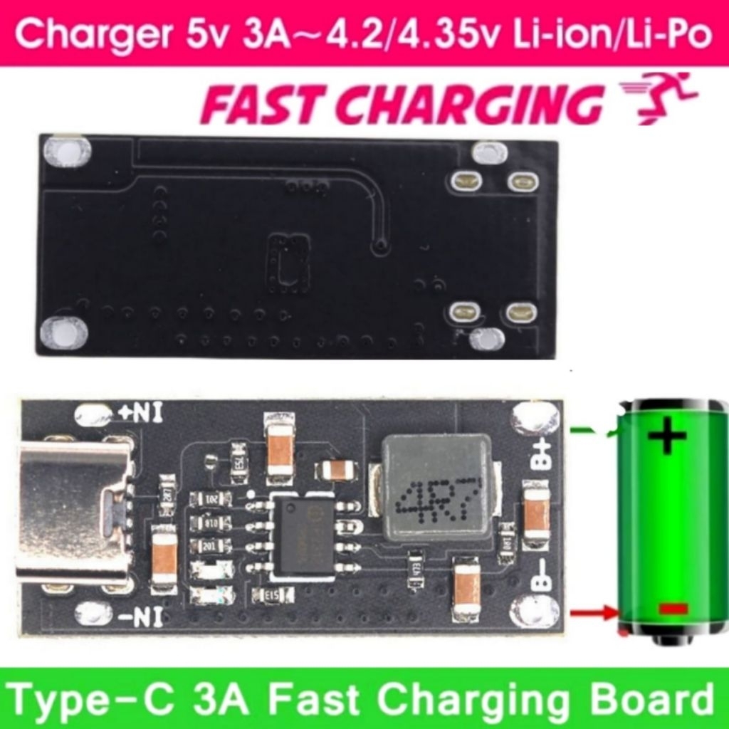 Jual Modul Charger Fast Charging USB TYPE C 3A PolymerLithium 18650 ...