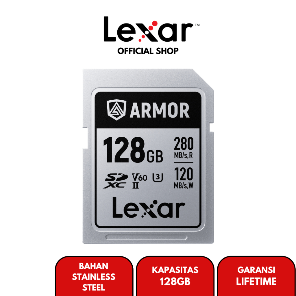 Jual Lexar SDXC ARMOR SILVER PRO V60 6K UHS-II Up to 280MB/s - 128GB | Shopee Indonesia