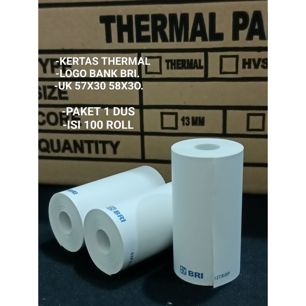Jual ( 100 ROLL ) KERTAS THERMAL 57X30/58X30MM | Shopee Indonesia