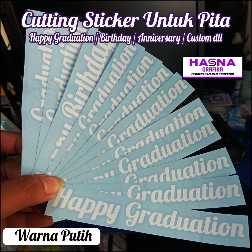 Jual (WARNA PUTIH) Cutting Stiker untuk Pita buket bouquet Happy ...