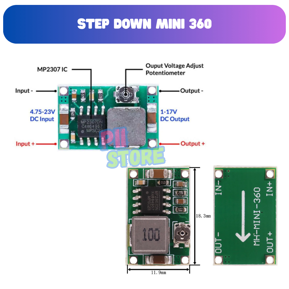 Jual MINI 360 DC-DC POWER SUPPLY STEP DOWN BUCK CONVERTER MODULE 3A | Shopee Indonesia