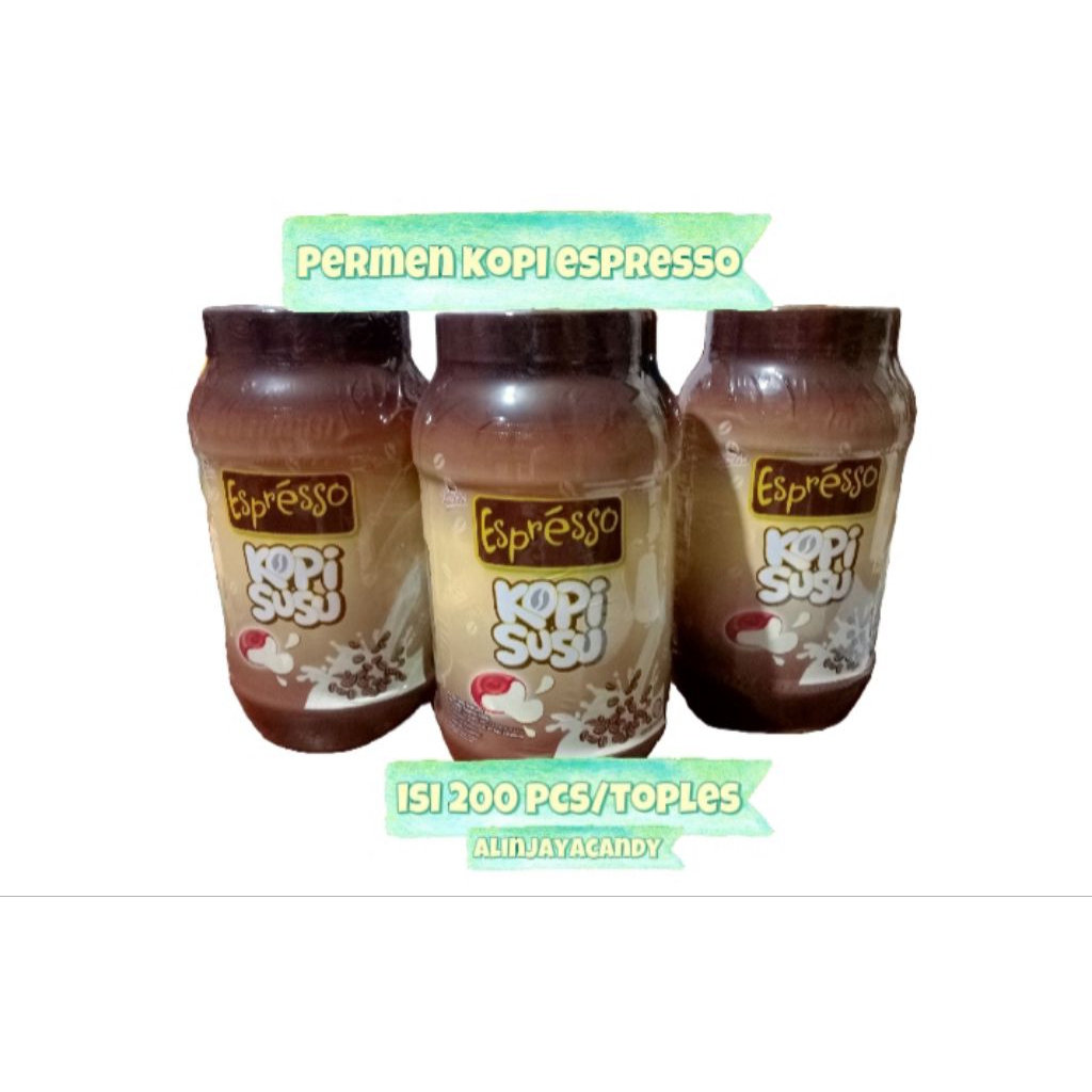 Jual Permen Kopi Espresso Permen Rasa Kopi Susu isi 200 pcs/toples ...