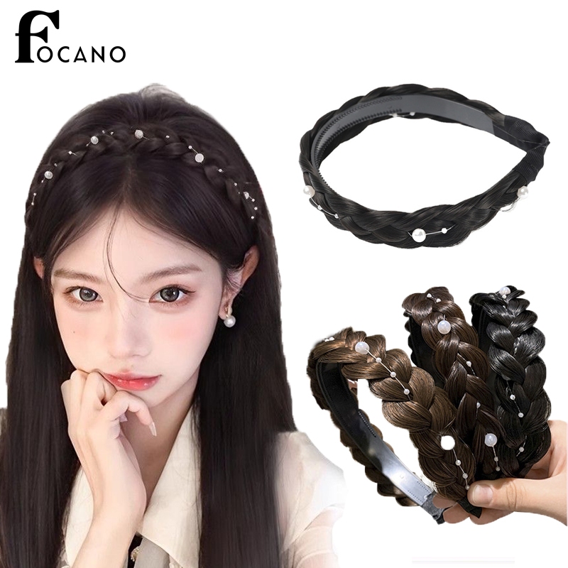 Jual FOCANO Wig Bertepi Kepang Bando/Bando Rambut Model Kepang Hias ...