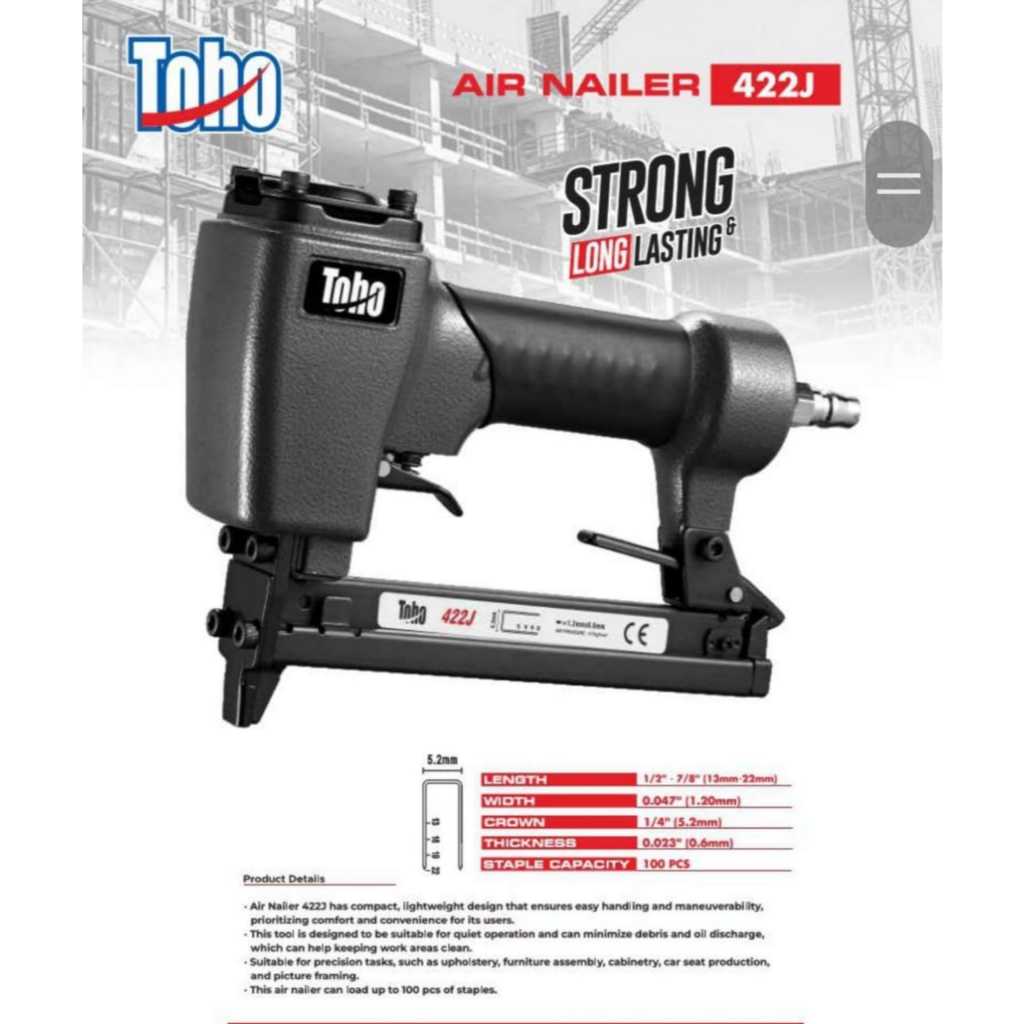Jual (TOHO 422J ANGIN) AIR Nailer Tipe U / Mesin Staples Paku Tembak ...