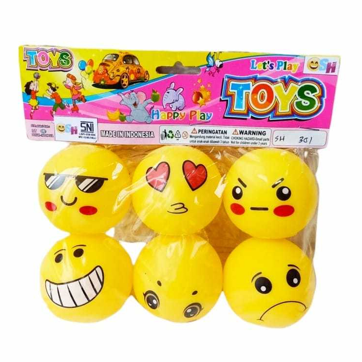 Jual Mainan Anak Bayi Gambar Emoji Emoticon Smiley Bola Karet Pencet ...