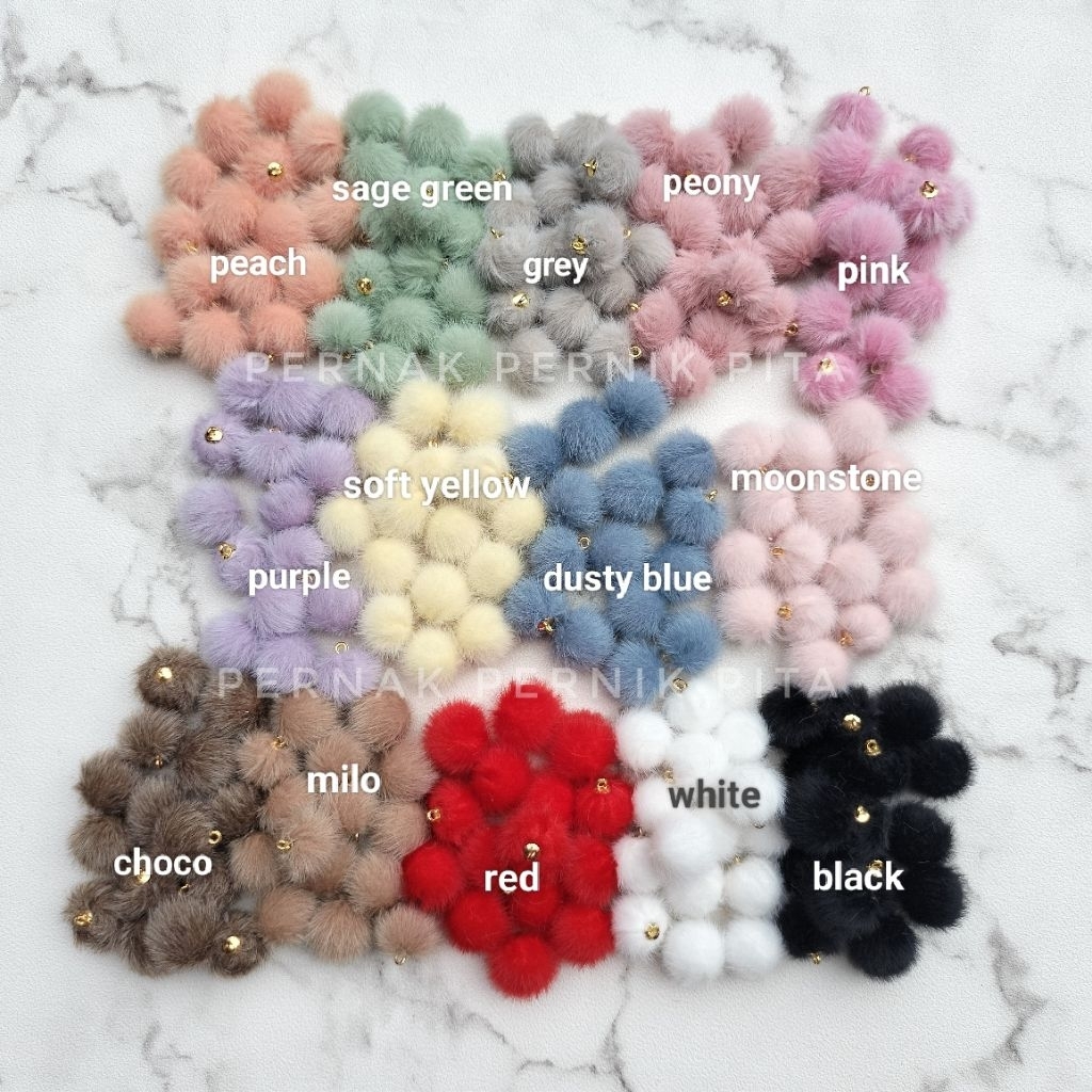 Jual Pompom Bandul 1.5cm Pom Pom Charm Mote Kecil Bulu Landak Warna ...