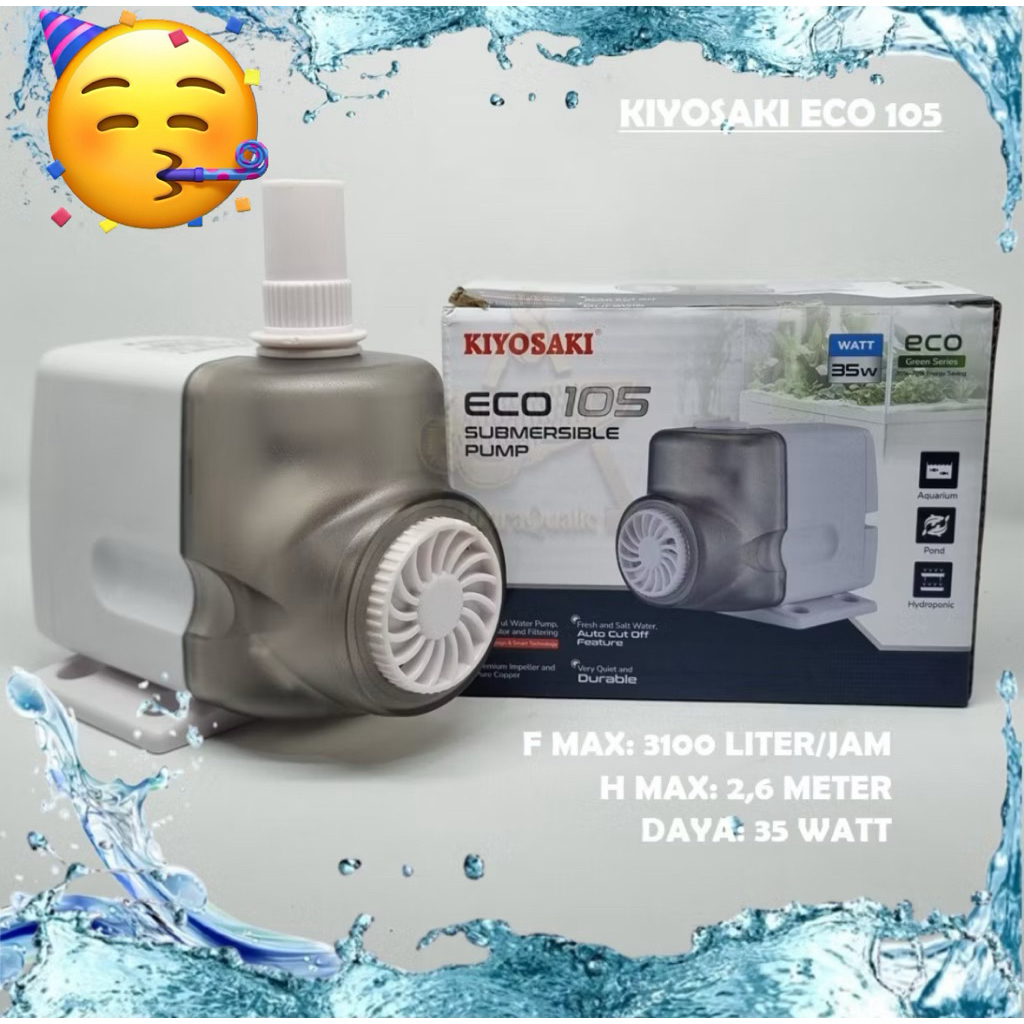 Jual POMPA KIYOSAKI ECO 105 3100 LITER PER JAM (LPH) 35 WATT NAIK 2,6 METER POMPA KOLAM IKAN ...