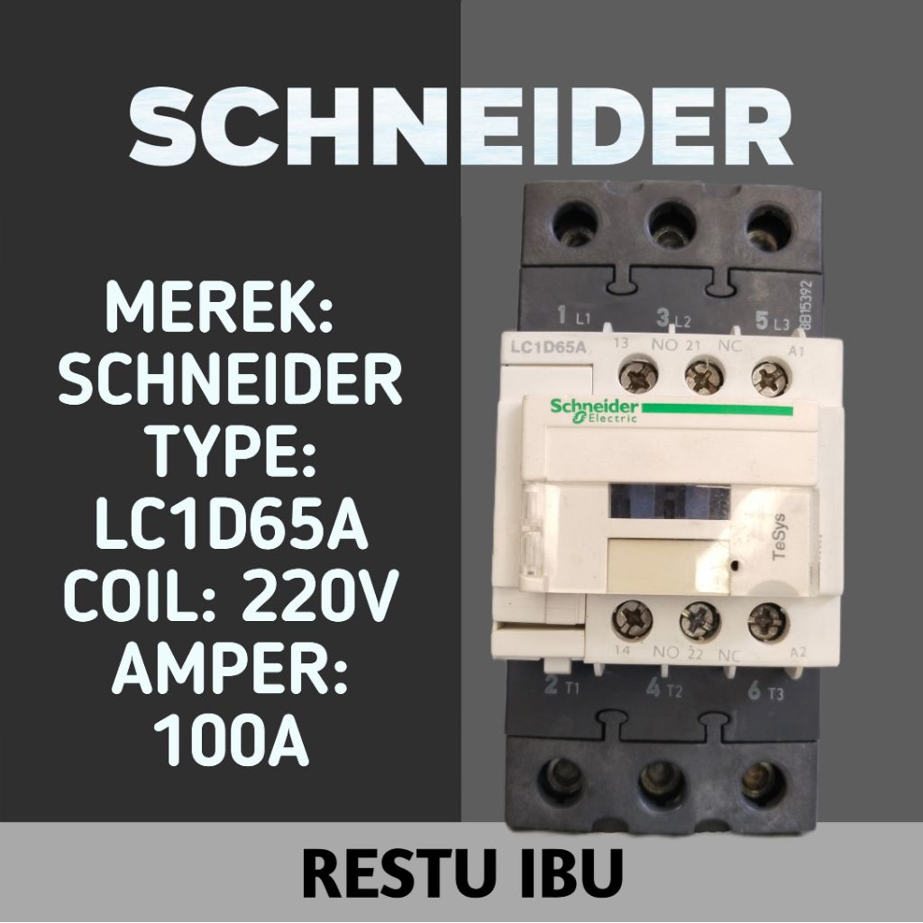 Jual KONTAKTOR SCHNEIDER LC1D65A 100A 220V ORIGINAL | Shopee Indonesia