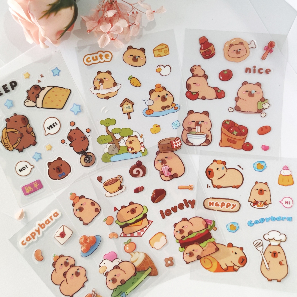 Jual Sticker Cute Capybara | Sticker Decor DIY Planner | Stiker Dekor ...