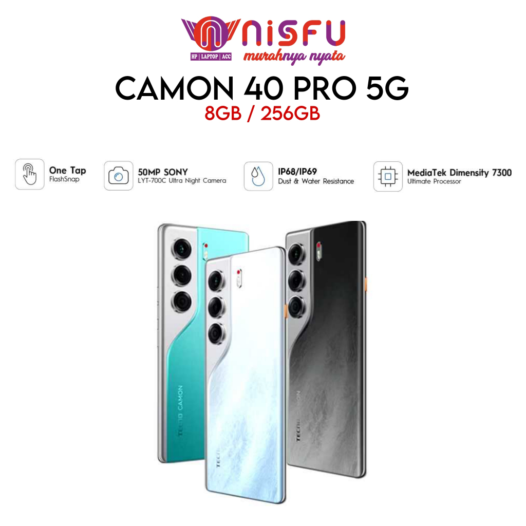 Jual TECNO CAMON 40 Pro 5G - 8+8GB* / 256GB | DIMENSITY 7300 | 3D CURVED FHD+ 144HZ | 50MP ...