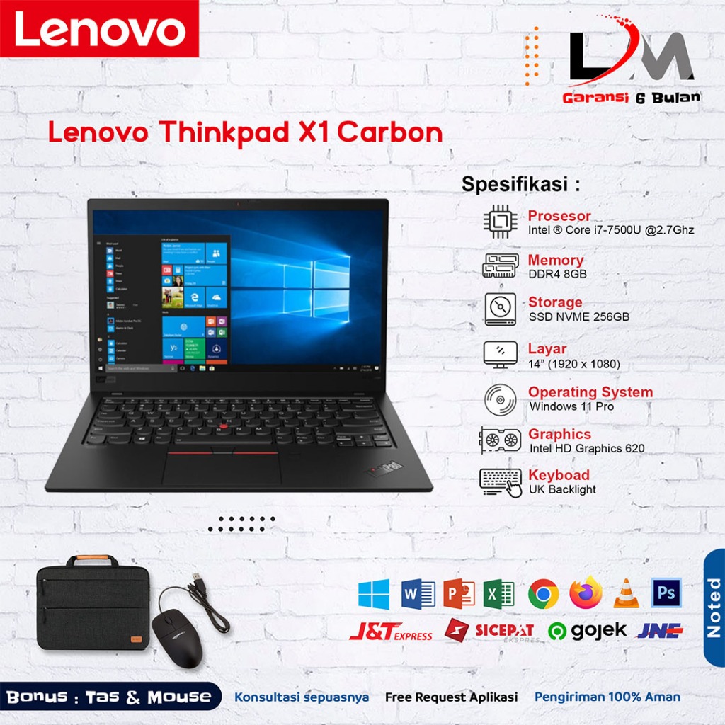 Jual Lenovo Thinkpad X1 Carbon Intel Core i7-7500U RAM 8GB SSD 256GB 14 ...