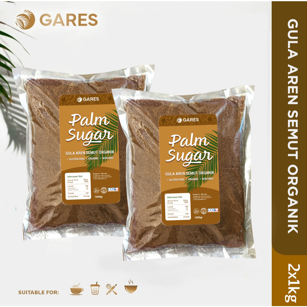 Jual [GARES] Gula Aren Asli Organik Semut 2 kg | isi 2 | 100% Gula Aren ...