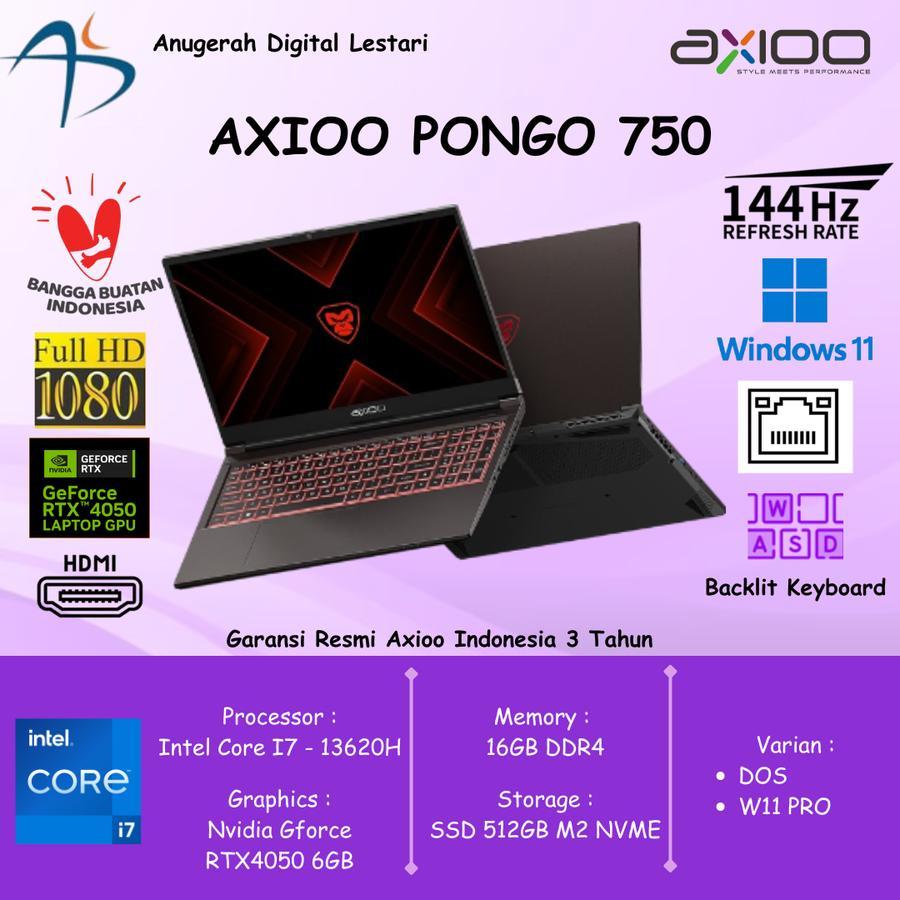 Jual Axioo Pongo 750 i7-13620H 16GB SSD 512GB RTX4050 6GB W11 PRO 144Hz ...