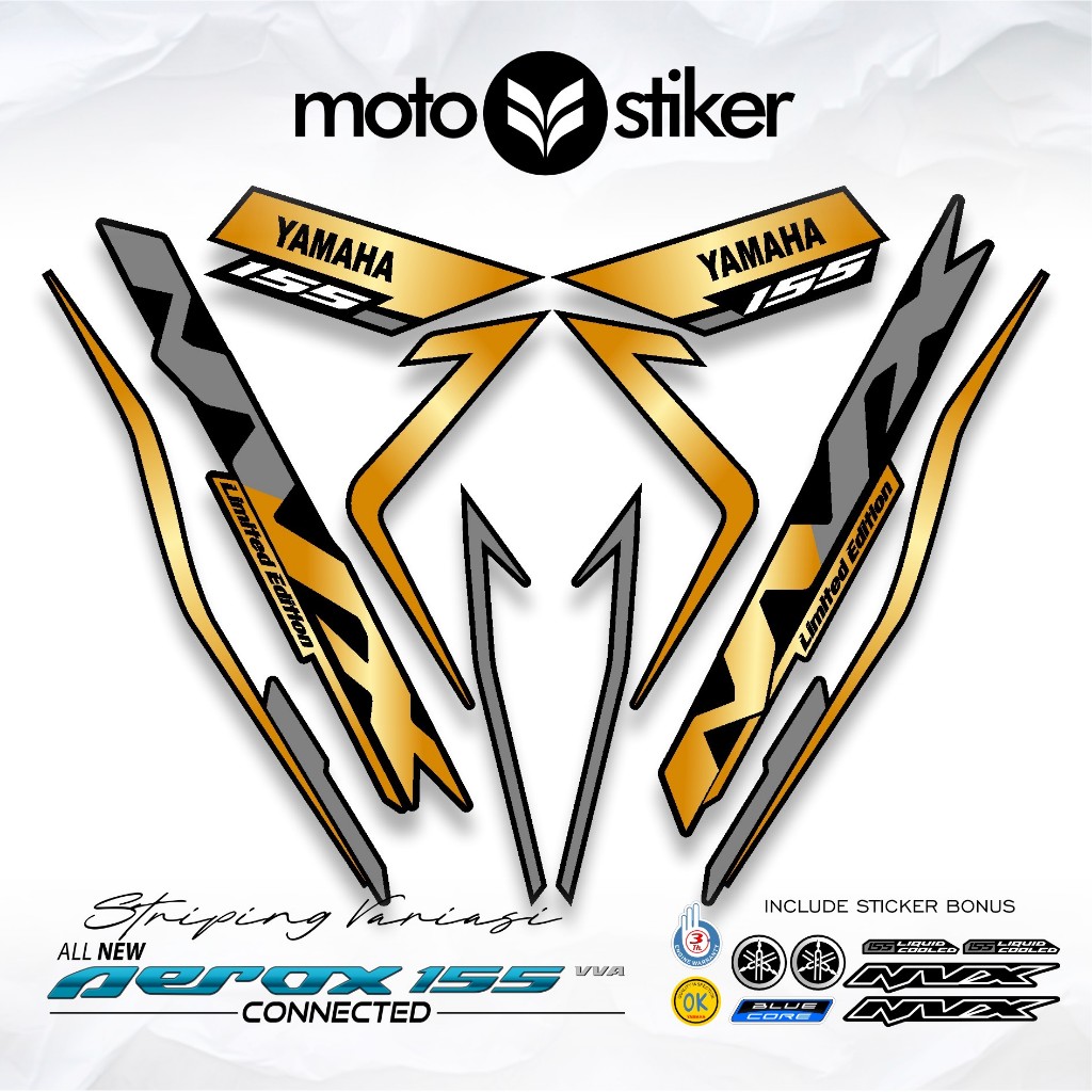 Jual STICKER YAMAHA AEROX 155 NEW / MTF 39 / STRIPING AEROX CONNECTED ...