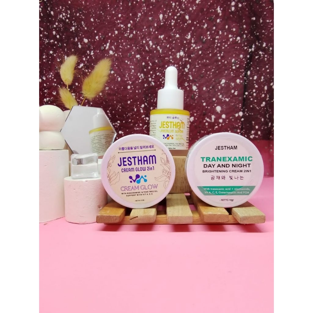 Jual Paket Jestham 3in1 | Jestham Cream Glow+Jestham Tranexxamic+Serum ...