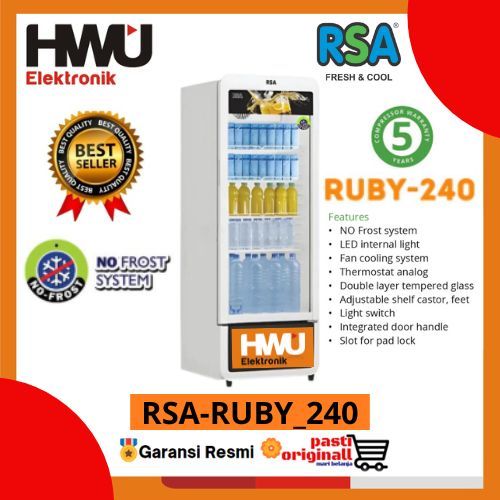 Jual RSA RUBY240 SHOWCASE COOLER 1 PINTU 240 LITER NO FROST RUBY-240 ...