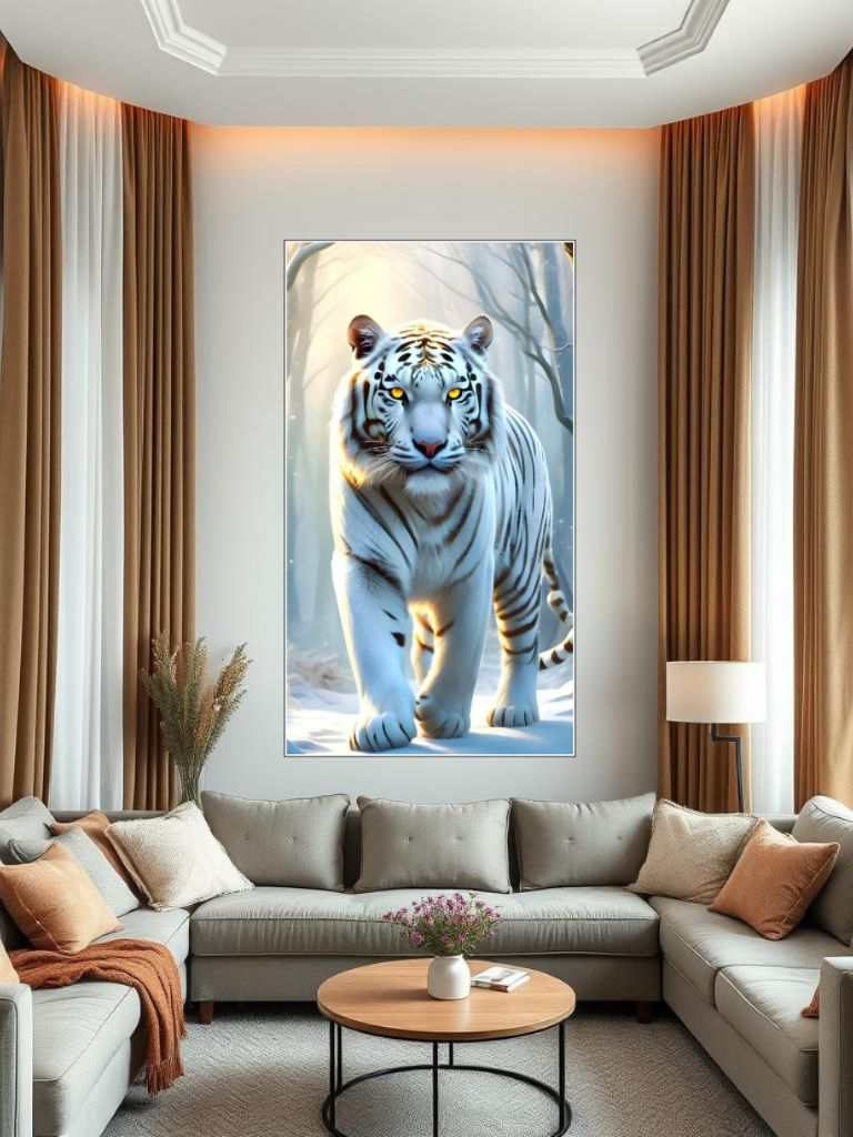 Jual Harimau putih maung putih macan putih Lukisan cetak poster lukisan ...