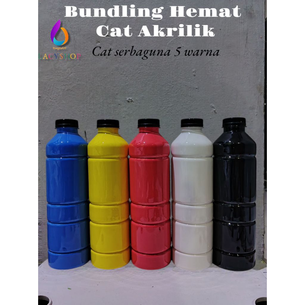 Jual Paket Hemat 5 Warna Cat Serbaguna Cat Kanvas/Kayu/Tembok/Sterofoam ...