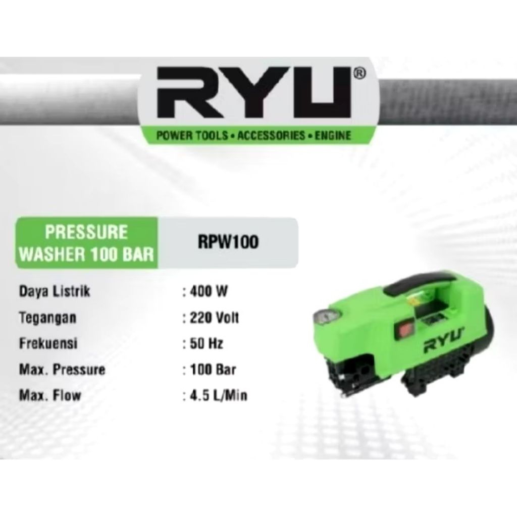 Jual RYU Mesin Jet Cleaner Cuci Mobil, Motor Dll Daya 400 Watt 100 Bar ...