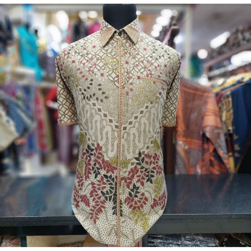 Jual kemeja batik katun smock full furring trickot /hem batik katun ...