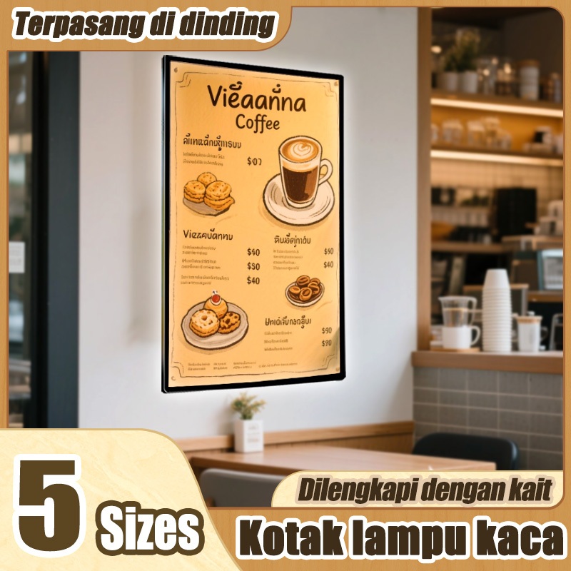 Jual Bingkai foto kaca menu lampu LED, pelat kaca temper, menu makanan ...