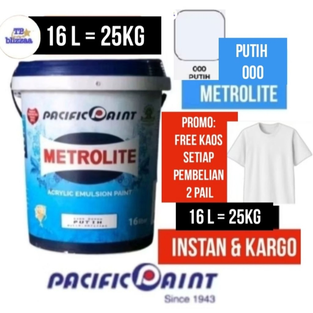 Jual Metrolite 16 liter Metrolite 25kg Metrolite Putih Pacific Paint ...