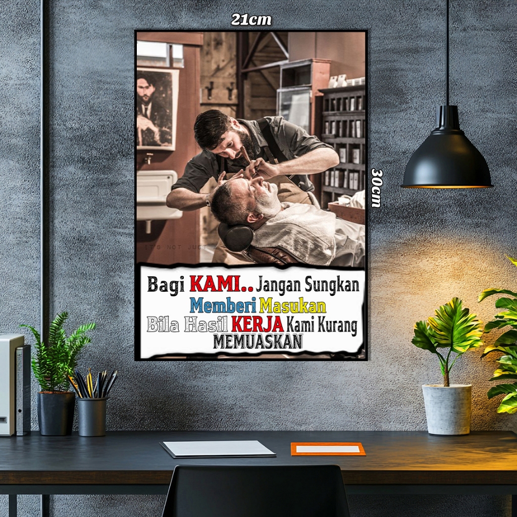 Jual poster kata-kata barbershop art paper uk 21x30 include laminasi ...