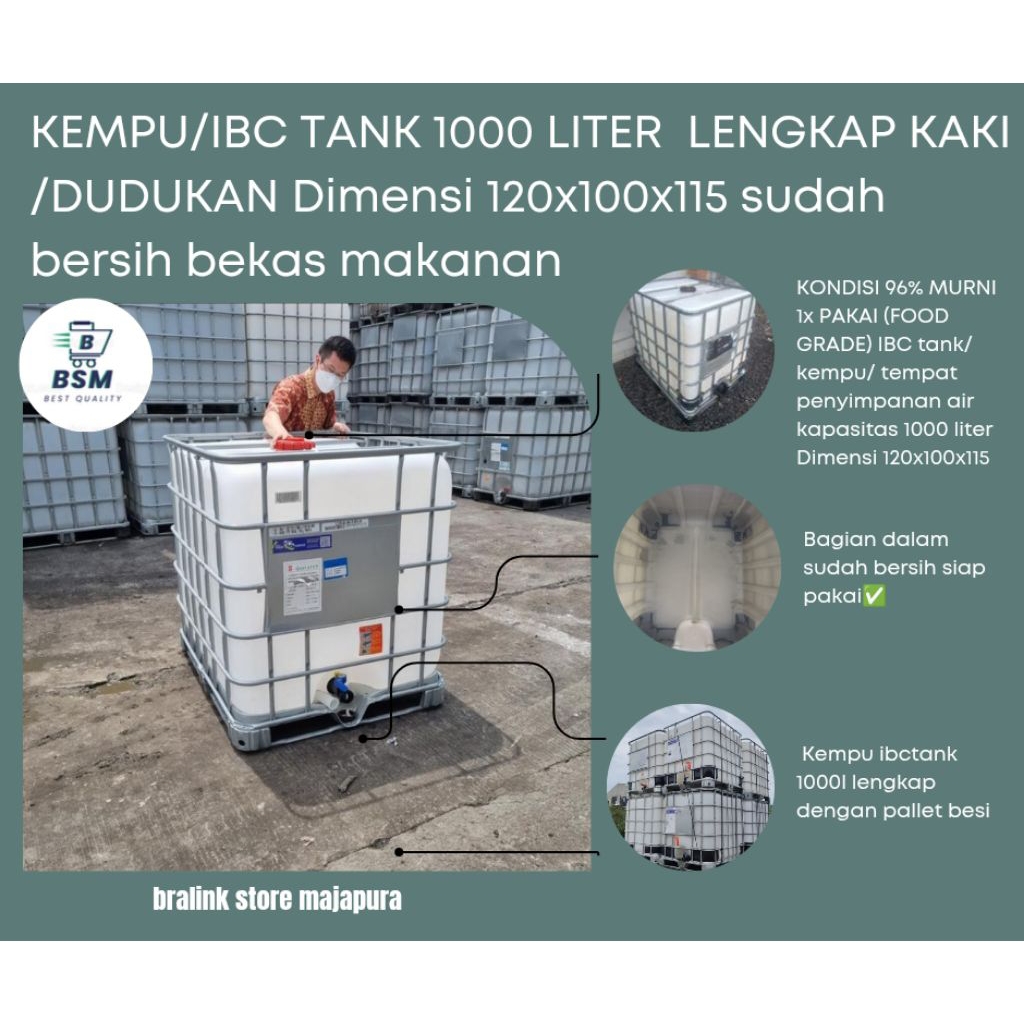 Jual ibc tank 1000 liter/tandon/kempu/penampungan air/ sudah bersih ...