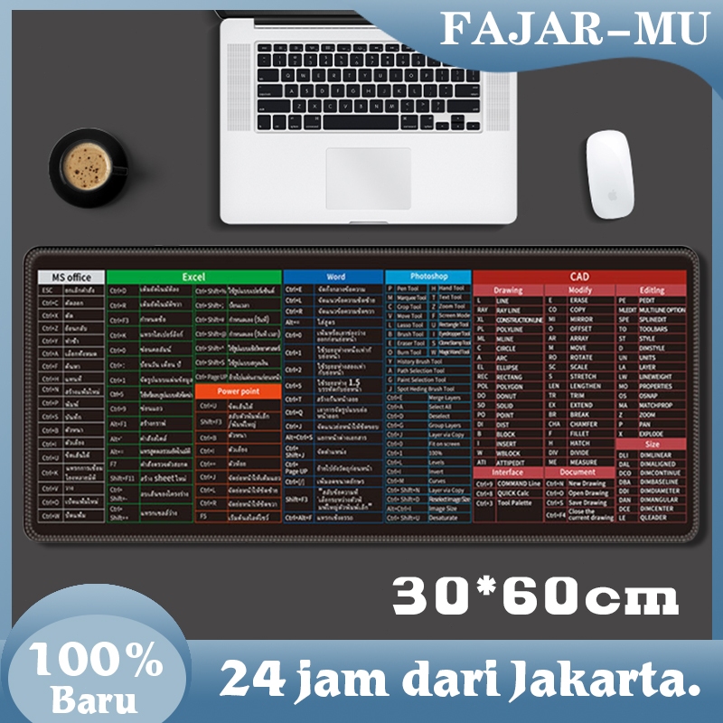 Jual Office Excel Shortcut Keys Mouse Pad 30*60cm Alas Tetikus Tombol ...