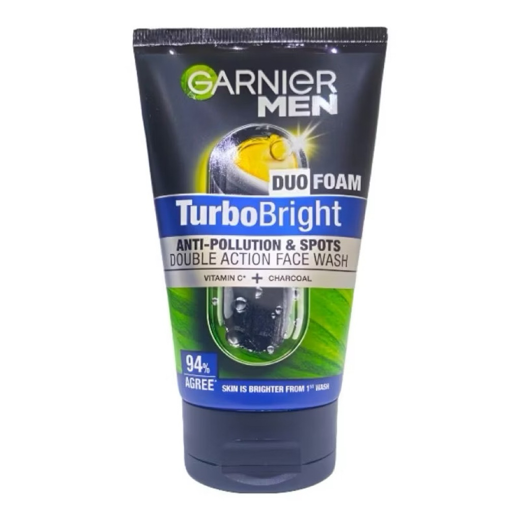 Jual Garnier Men Turbo Bright Anti-Pollution&Spots Duo Foam 100ml Facial Wash ||Facial wash ...