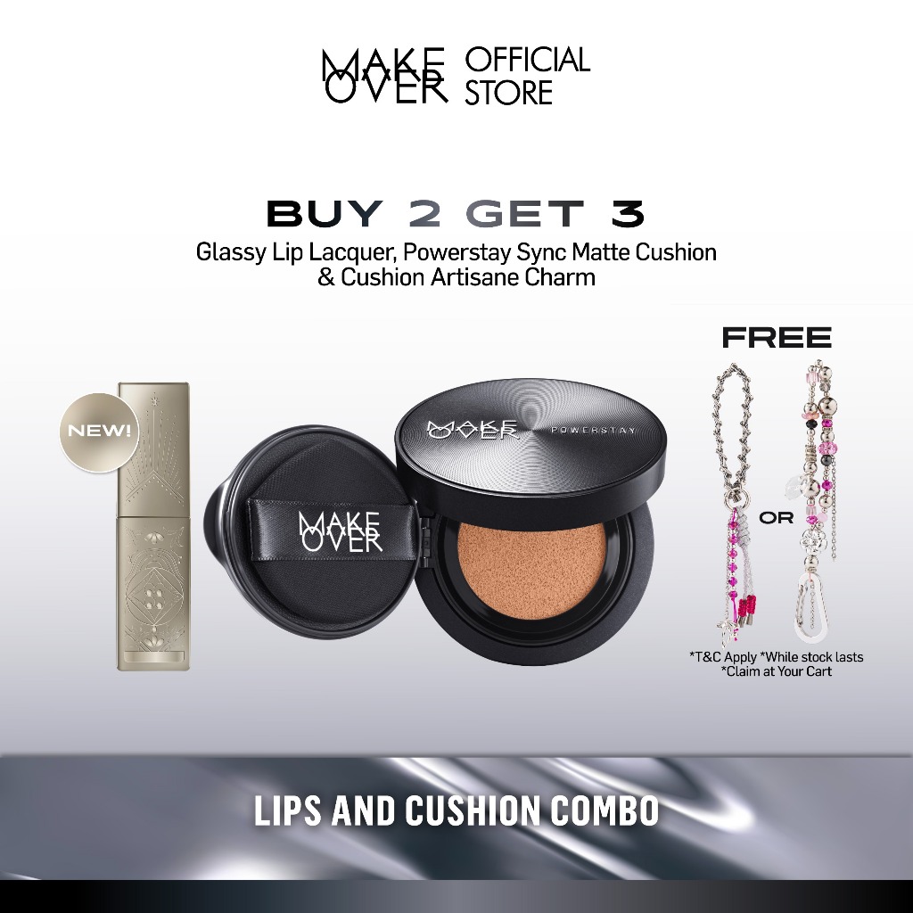 Jual [LIPS AND CUSHION COMBO] NEW SHADES MAKE OVER Glassy Lip Lacquer ...