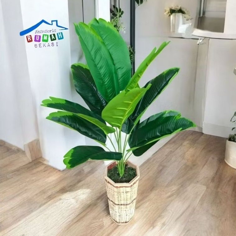 Jual POHON PISANG ARTIFICIAL 12 DAUN DENGAN POT ROTAN BAMBU T30 ...