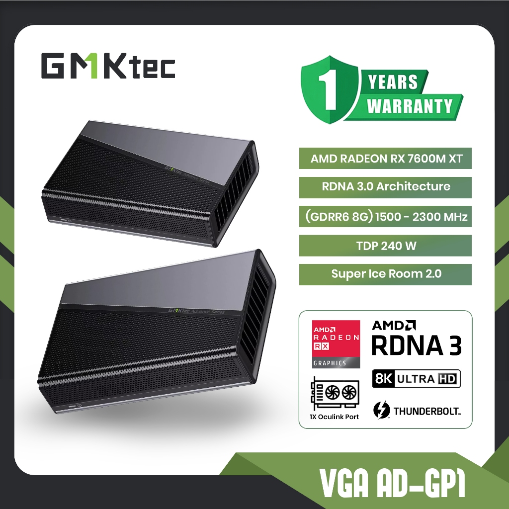 Jual Exsternal GPU docking station GMKtec AD-GP1 with AMD Radeon RX 7600M XT GPU Graphics Card ...