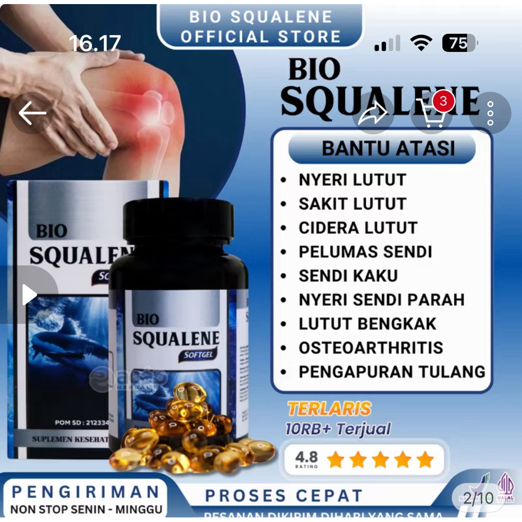 Jual Bio Squalene Obat Sakit Nyeri Lutut Untuk Pelumas Sendi Atasi ...