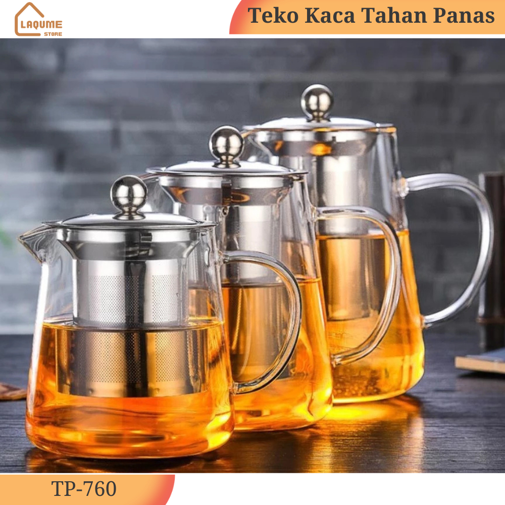 Jual Teko teh dengan saringan teh herbal berbahan dasar kaca dan tutup ...