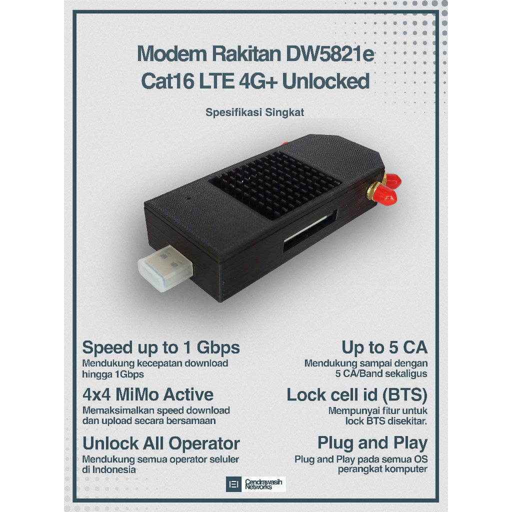 Jual Modem rakitan Dell dw5821e| Modem rakitan dw | T77W968 | 1Gbps 4G ...