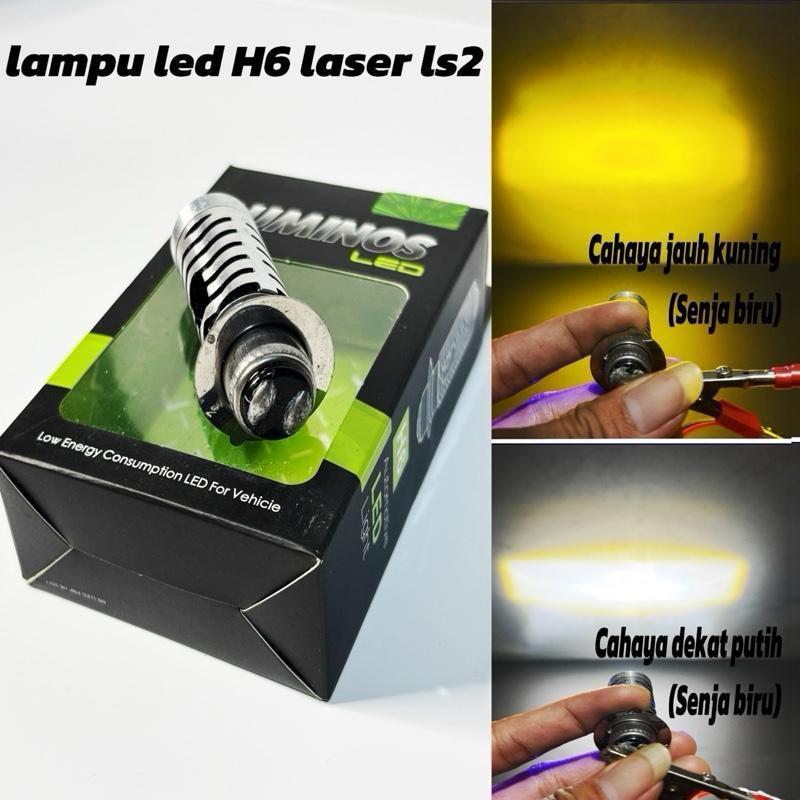Jual LAMPU LED DEPAN MOTOR H6 LS2 LS3 LUMINOS LASER HI LOW DC WHITE YELLOW + LAMPU SENJA BIRU ...