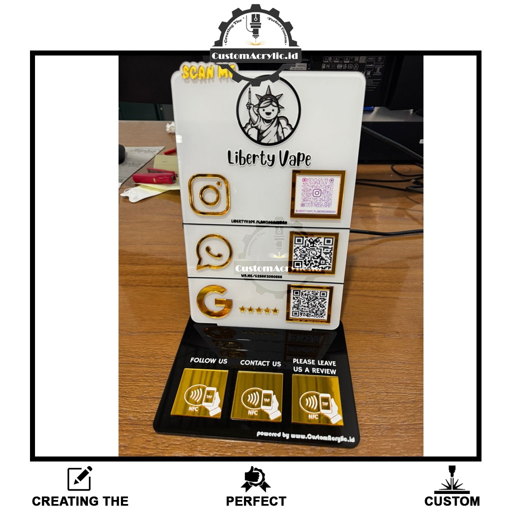 Jual SIGN MEDIA SOCIAL SCAN BARCODE / SCAN NFC MEJA KASIR / AKRILIK UKURAN 18CM X 29CM | Shopee ...