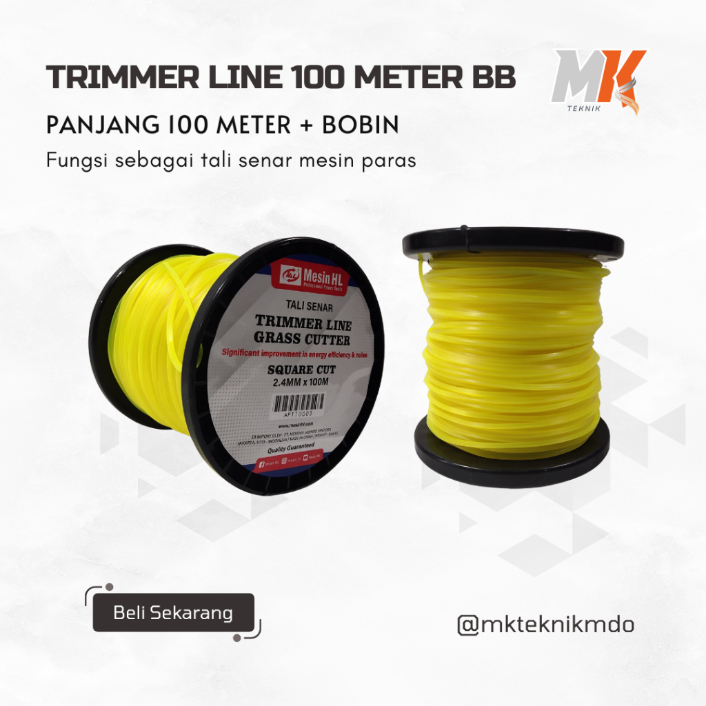 Jual TRIMMER LINE 100 MTR BOBIN / TALI SENAR POTONG RUMPUT | Shopee ...