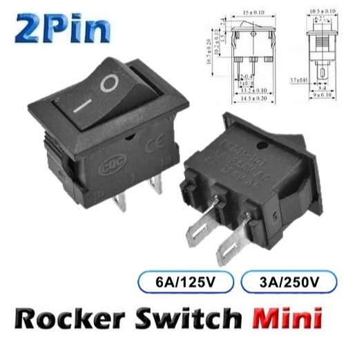 Jual Saklar Power 2 Kaki 2 Pin Warna Merah Rocker Switch Mini 10x15mm ...