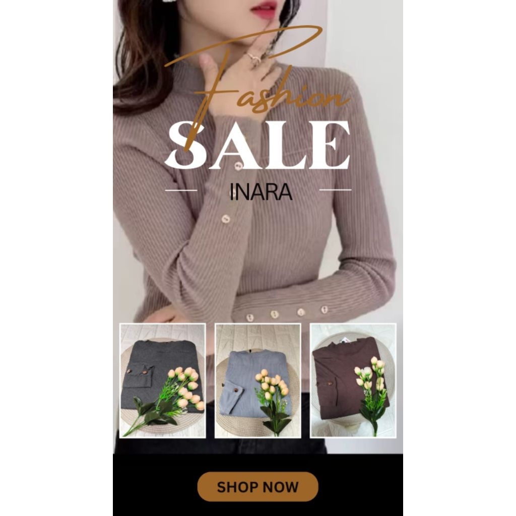 Jual Inara rajut bahan rib super premium / manset Inara kancing tangan ...