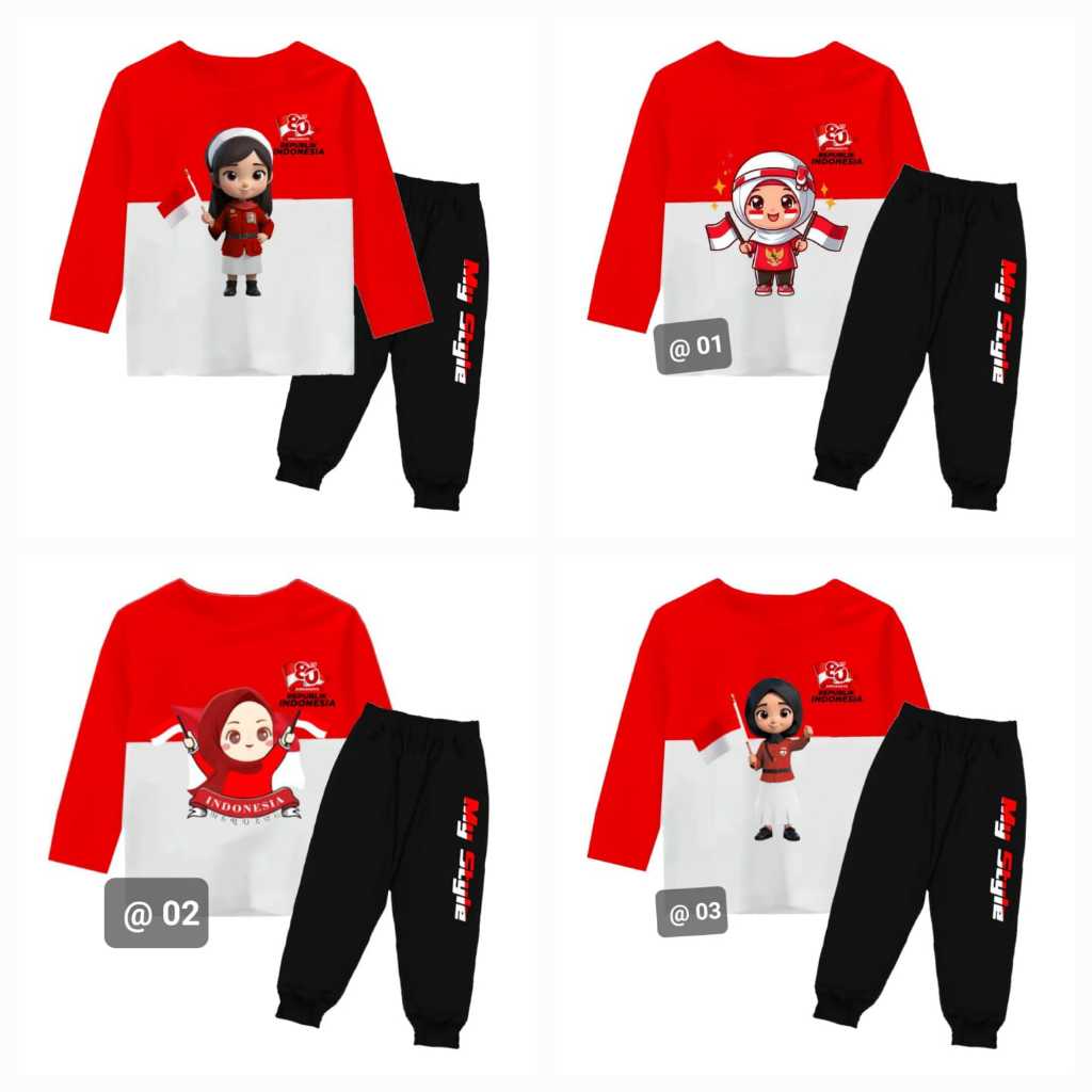 Jual Baju Merah Putih Anak Perempuan Laki Ke80 Pakaian Hut Ri 80 Thn ...